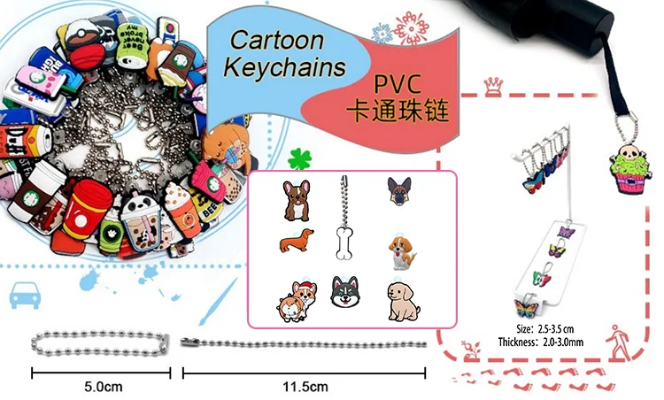 Pvc 2d Keychains Anime Cartoon Figure Key Ring Dog Key Holder Fit Men ...