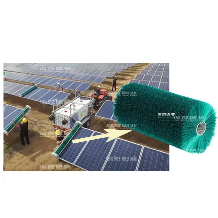 Water Wash Glass Solar Panels Scrub Nylon Spiral Cleaning Spinning ...