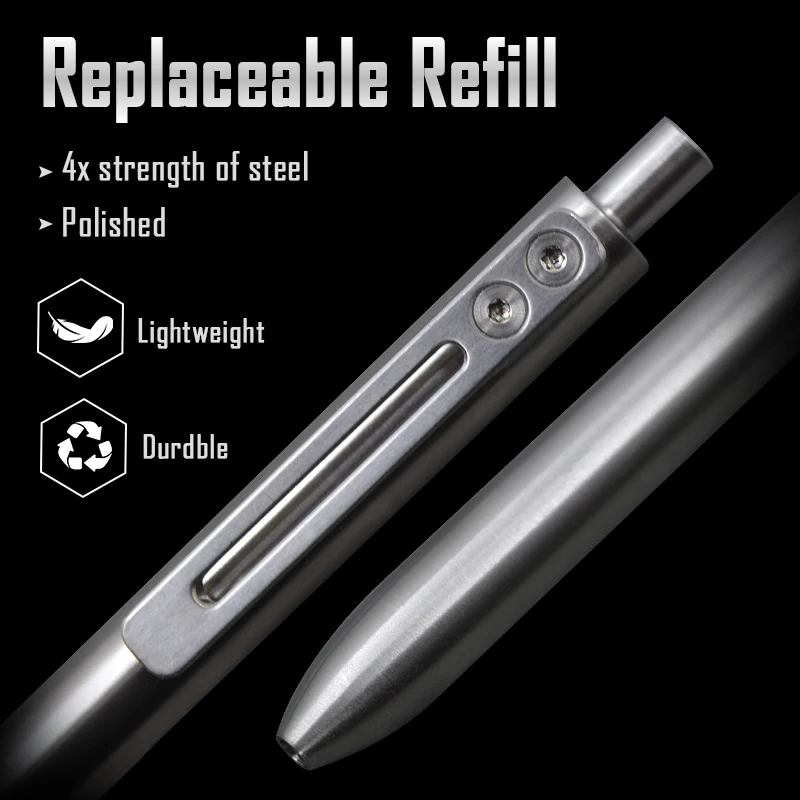 EDC Writing Tactical Pocket Pens Titanium Alloy Survival Click Pen With ...
