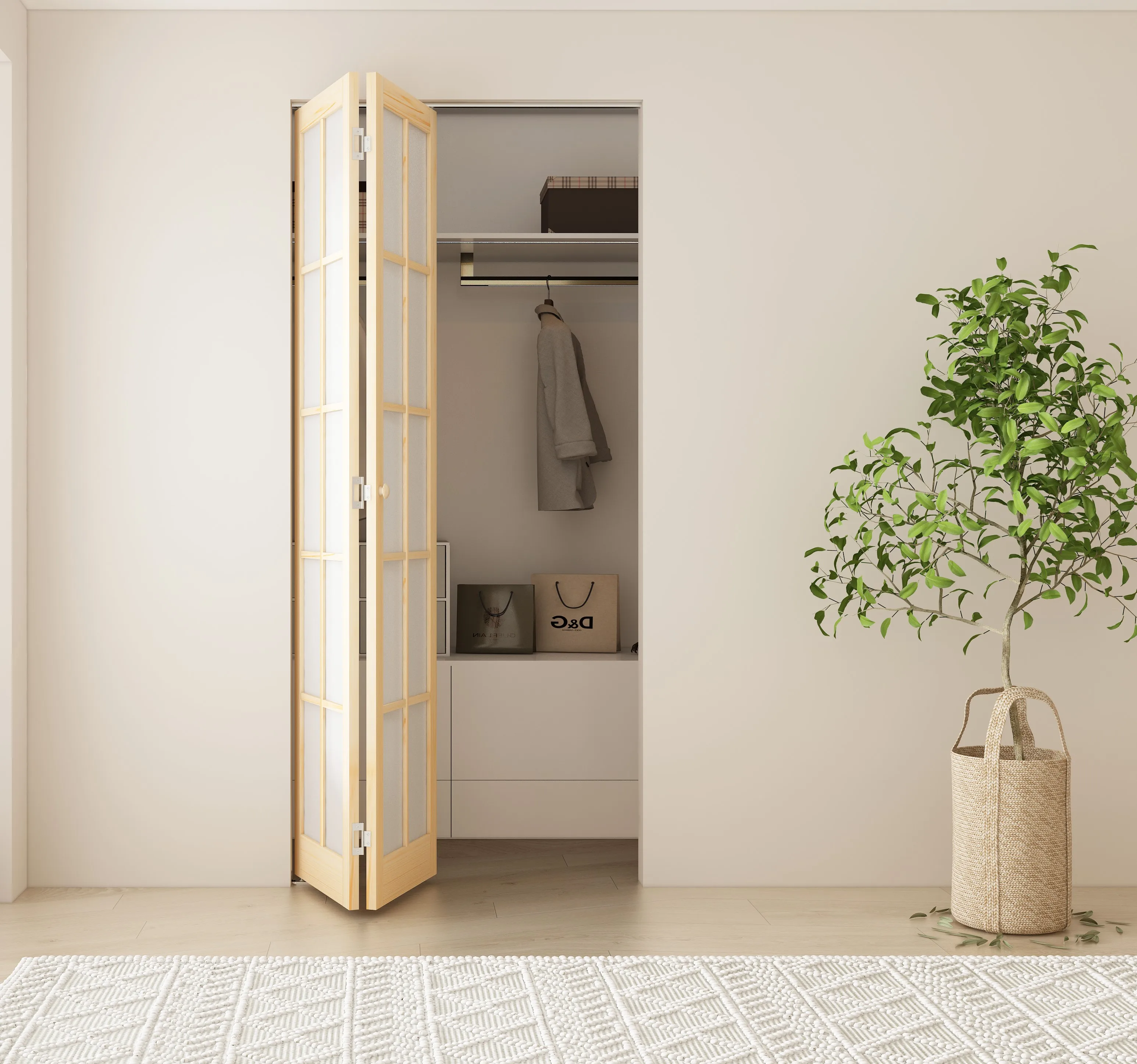 LPP Interior Wooden Door with Steel Track Bi-Fold Hardware