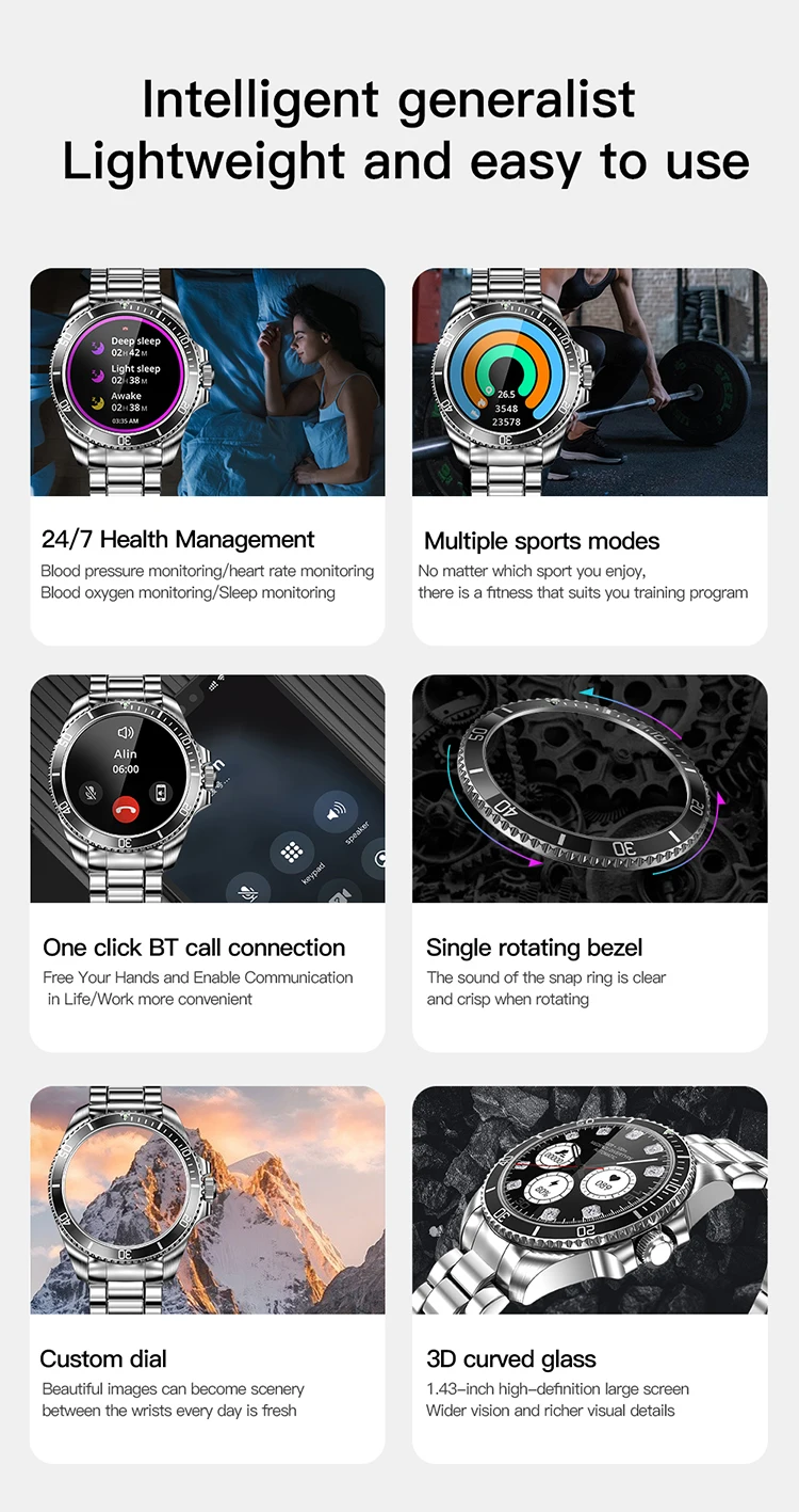 R1 Smart Watch - AMOLED Screen, Wireless Charging, Waterproof
