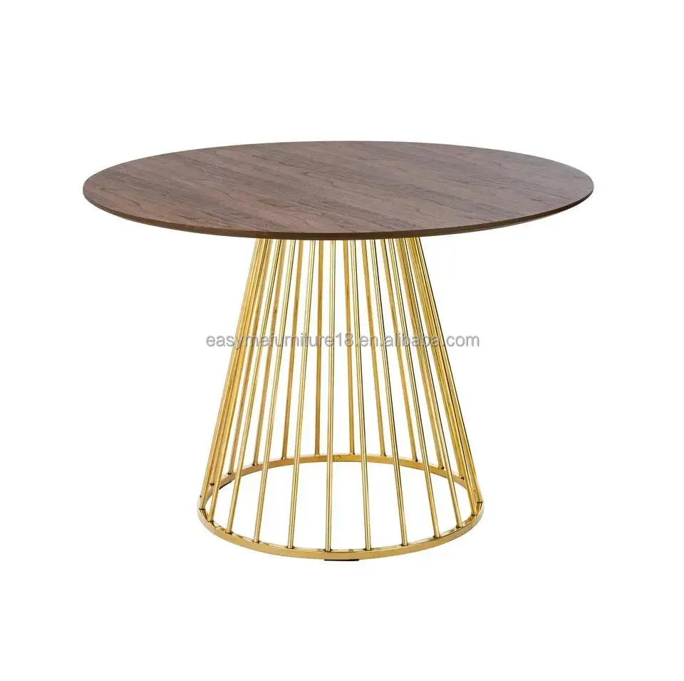 Modern Style Gold Metal Base Stainless Steel Home Furniture Slate Round ...