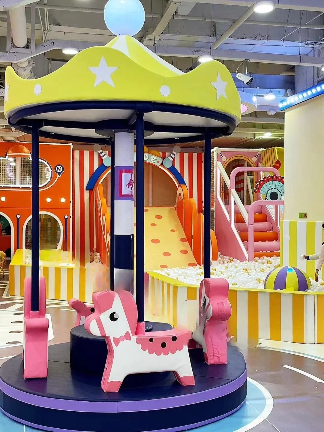 Indoor White Soft Play Carousel Ride Outdoor Electric Motorized Merry ...