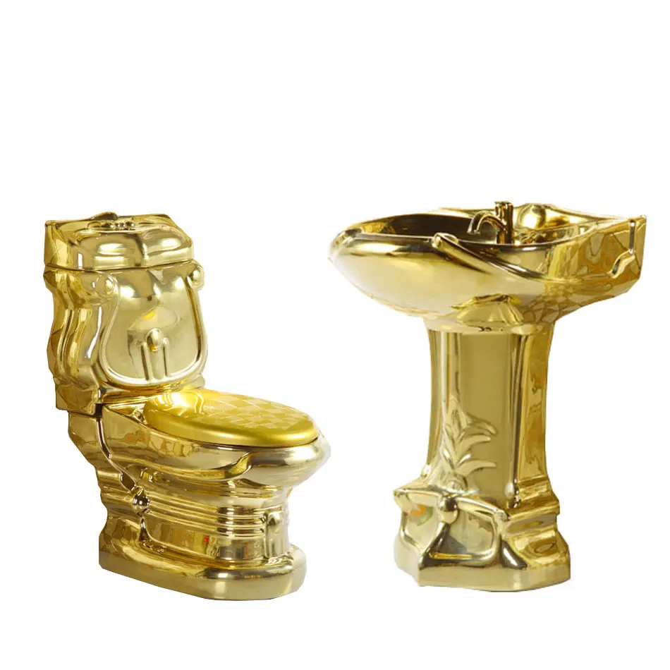 Luxury Sanitary Ware Golden Color Bathroom Toilet Set Wc Two Piece ...