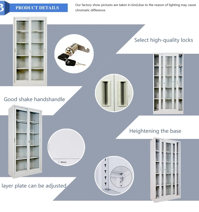 Multifunction Sliding 2 Door File Storage Cabinet Office Glass Display ...
