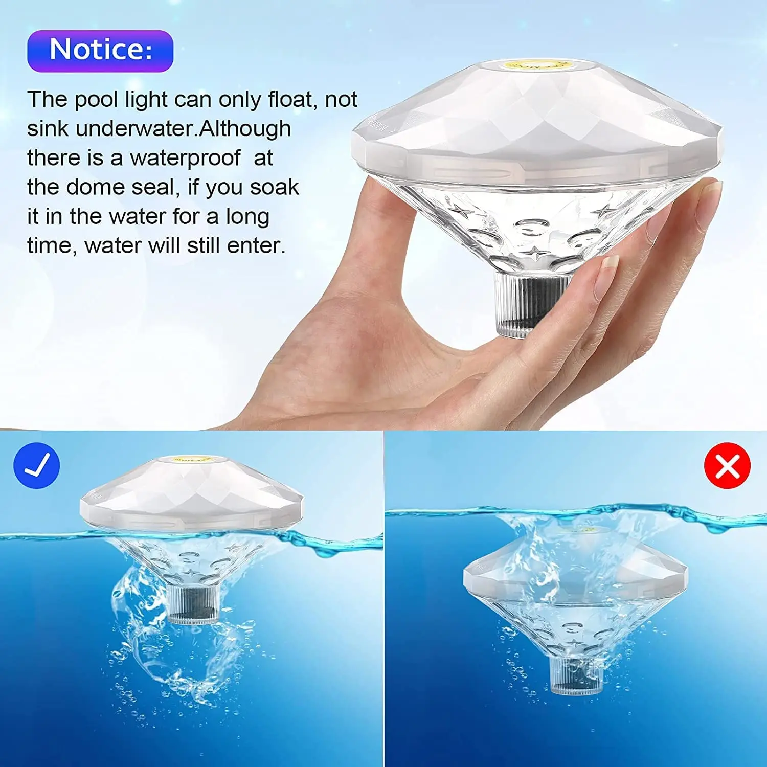 Waterproof Rgb Color Changing Swimming Pool Light With Rechargeable ...