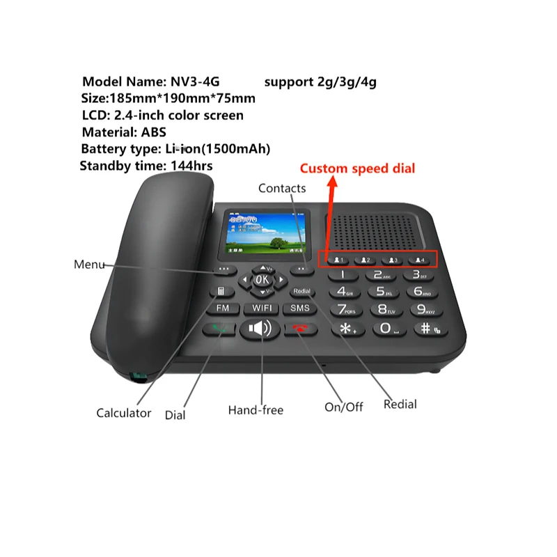 4g Lte Gsm Fixed Wireless Desktop Phone With Wifi Fm Sms Speed Dial ...