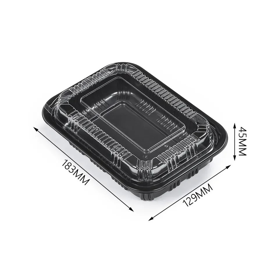 Disposable Plates Black Food Packaging Container Reusable Lunch Box For ...