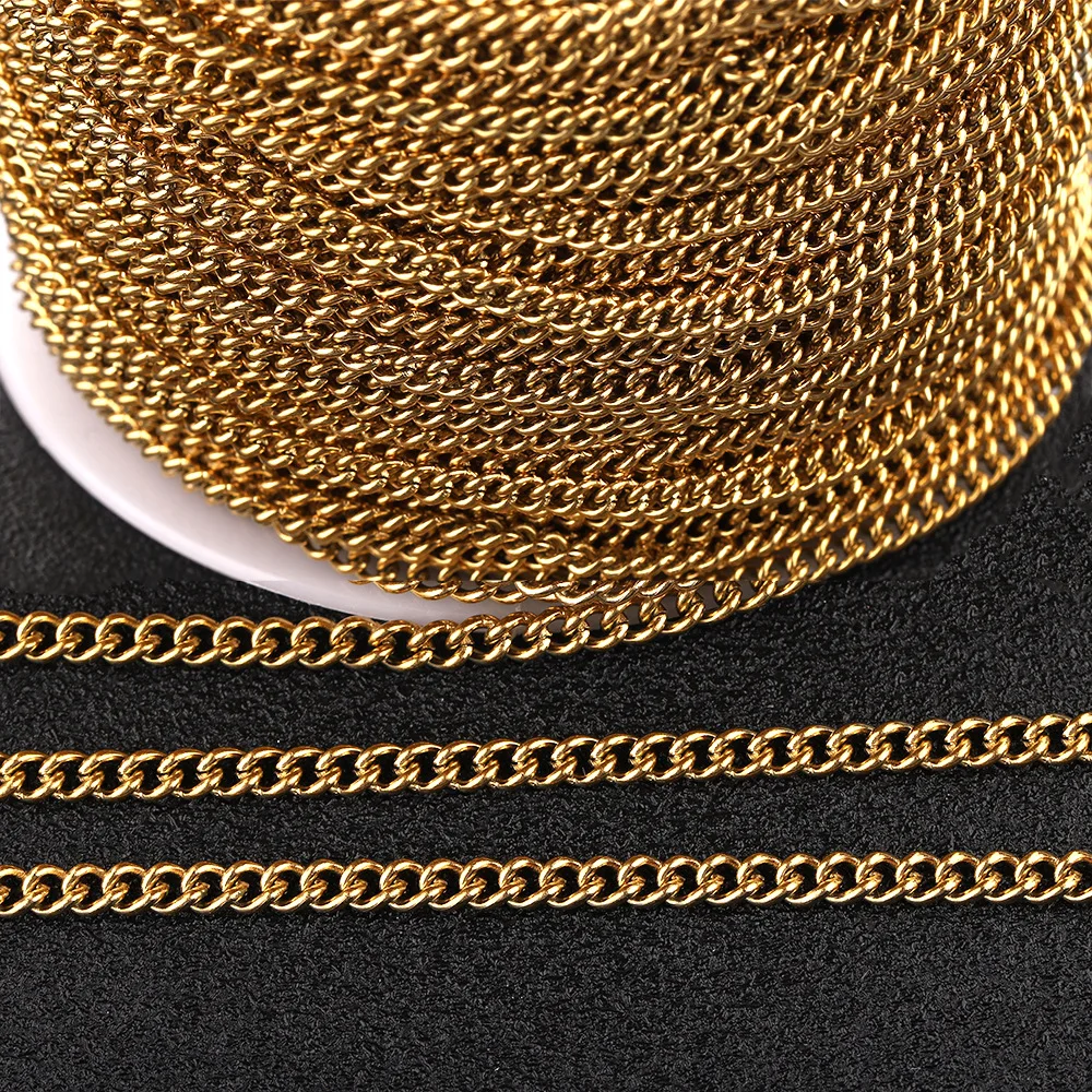 Stainless Steel Gold Plated 1.5/1.8/2/3mm Wide Cuban Chain Titanium ...