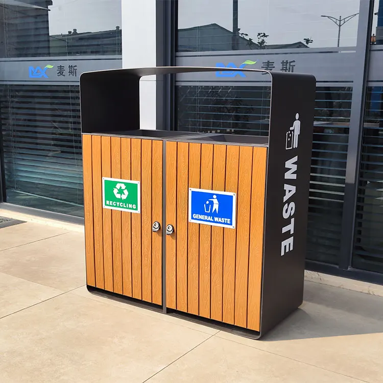 Outdoor Commercial Garbage Bin and Park Rubbish Bin Wood Dustbin for ...