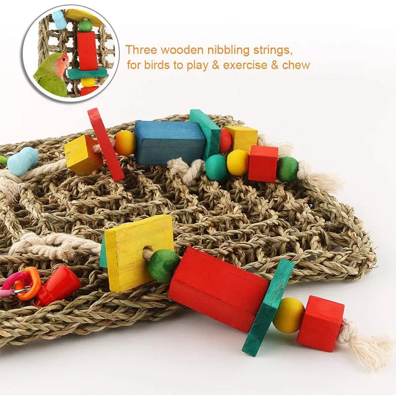 Premium Handmade Grass Woven Climbing Net Bird Toy Parrot Chew Net Toy ...