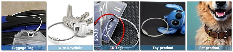Stainless Steel Cable Key Ring Colorful-Coated Cable Loop with Screw ...