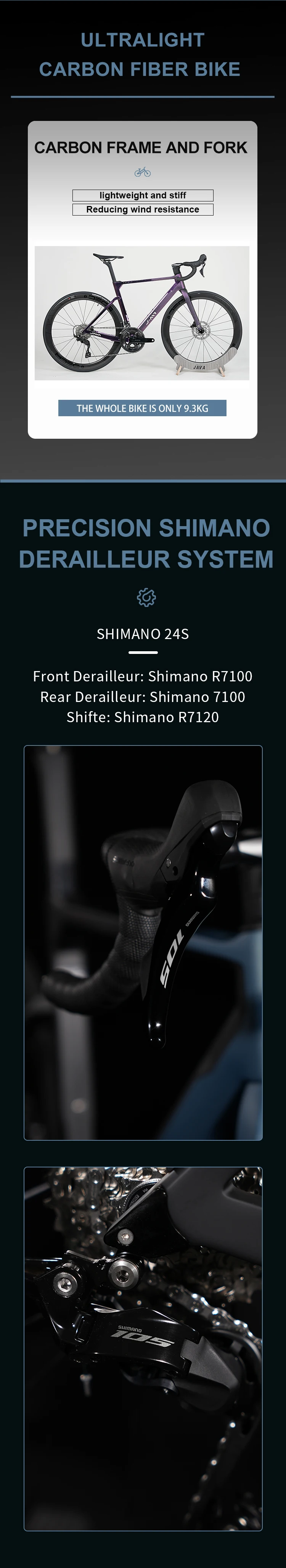 JAVA VOLATA 24 Speed Carbon Road Bike - Racing & Disc Brakes