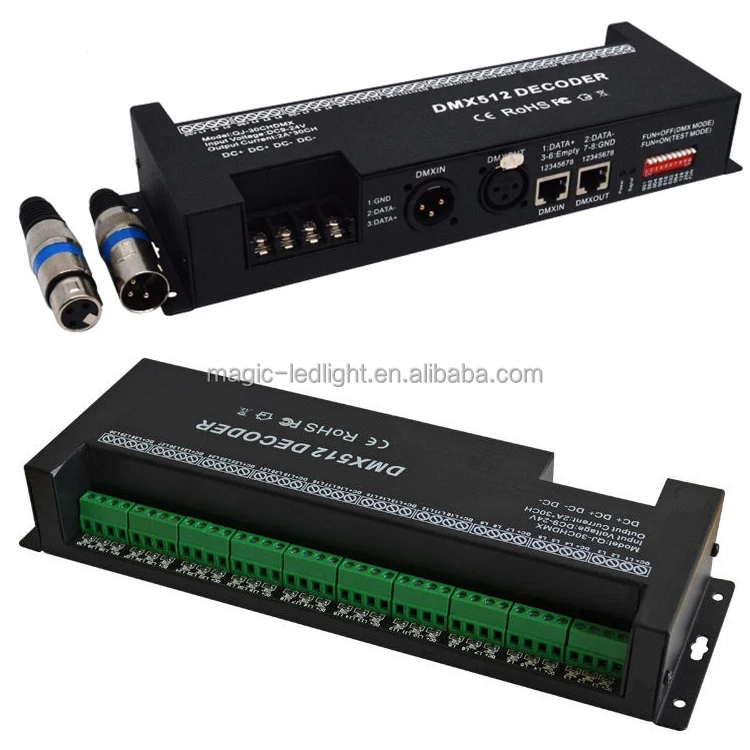 30 Channel DMX512 Decoder Controller - 12V/24V RGB Lighting