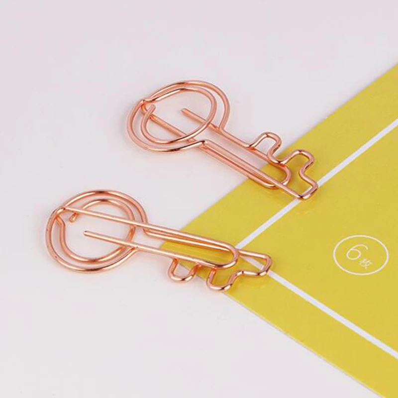 Cartoon Key Shaped Paper Clip Creative Pin Rose Gold Special Bookmark ...