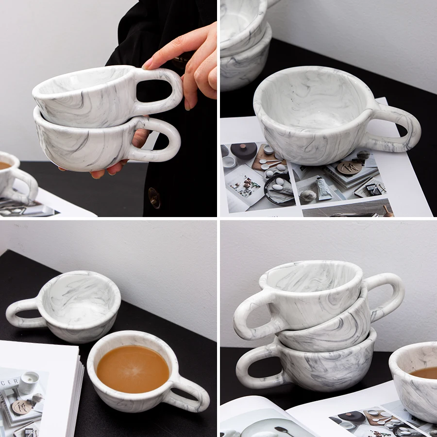 Wholesale Marble Texture Porcelain Tea Mugs Cup Modern Party Camping ...