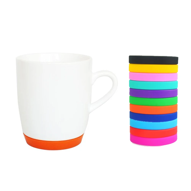 Custom Rubber Base Bottom White 12 Oz Ceramic Coffee Mug Heart Handle ...