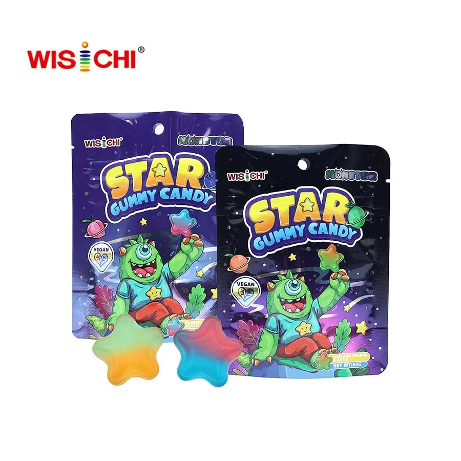 Free sample OEM star gummy candy halal gummy sweet sour gummy blueberry ...
