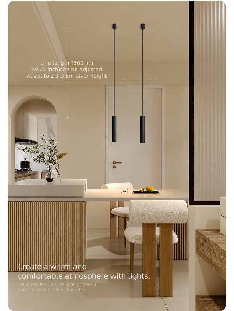 Aisilan Industrial Style Long Liner Batten Hanging Black White Modern ...