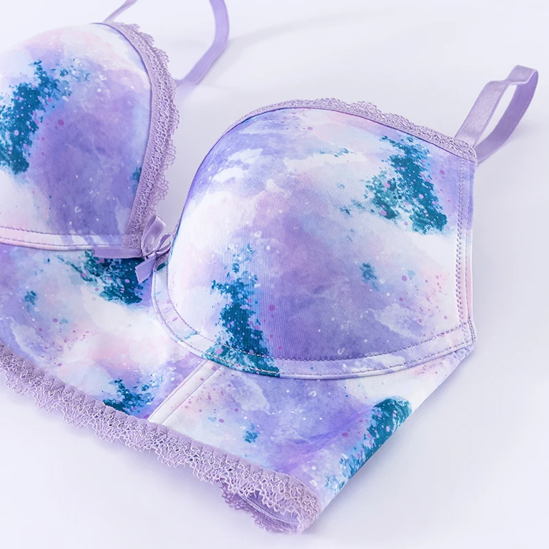 Customized Underwear Push-Up Nylon Microfiber Bra Sets Ink Print and ...