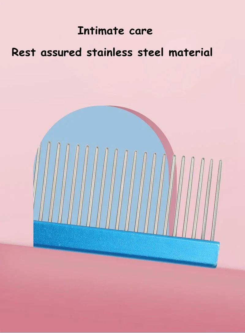 Professional 20-25cm Colorful Comb for Cats and Dogs Stainless Steel ...