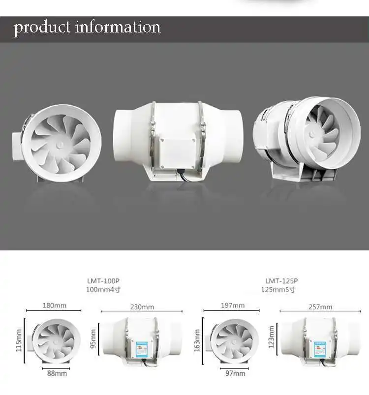 Low Noise 4 Inch Extractor Fan for Home Grow Room Ventilation