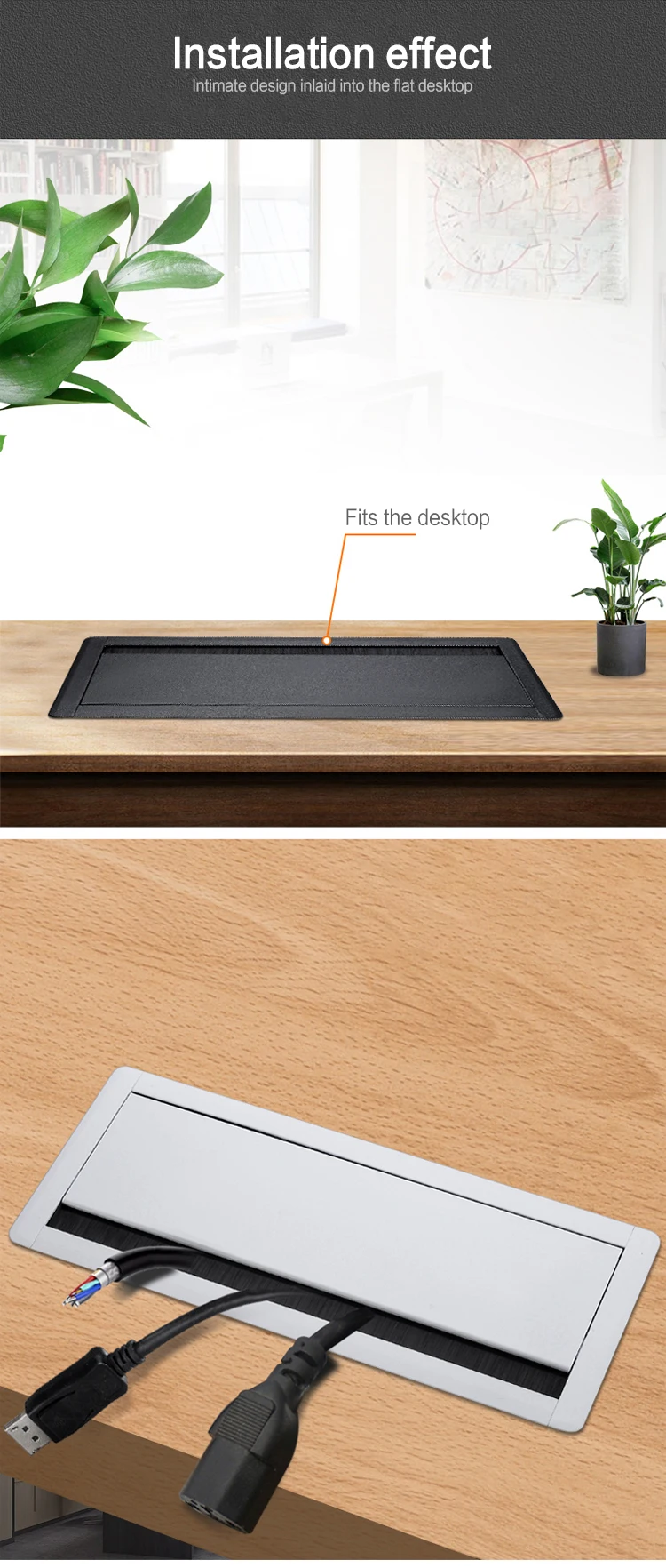 Rectangular Aluminum Desk Grommet Box for Office & OEM | Wholesale