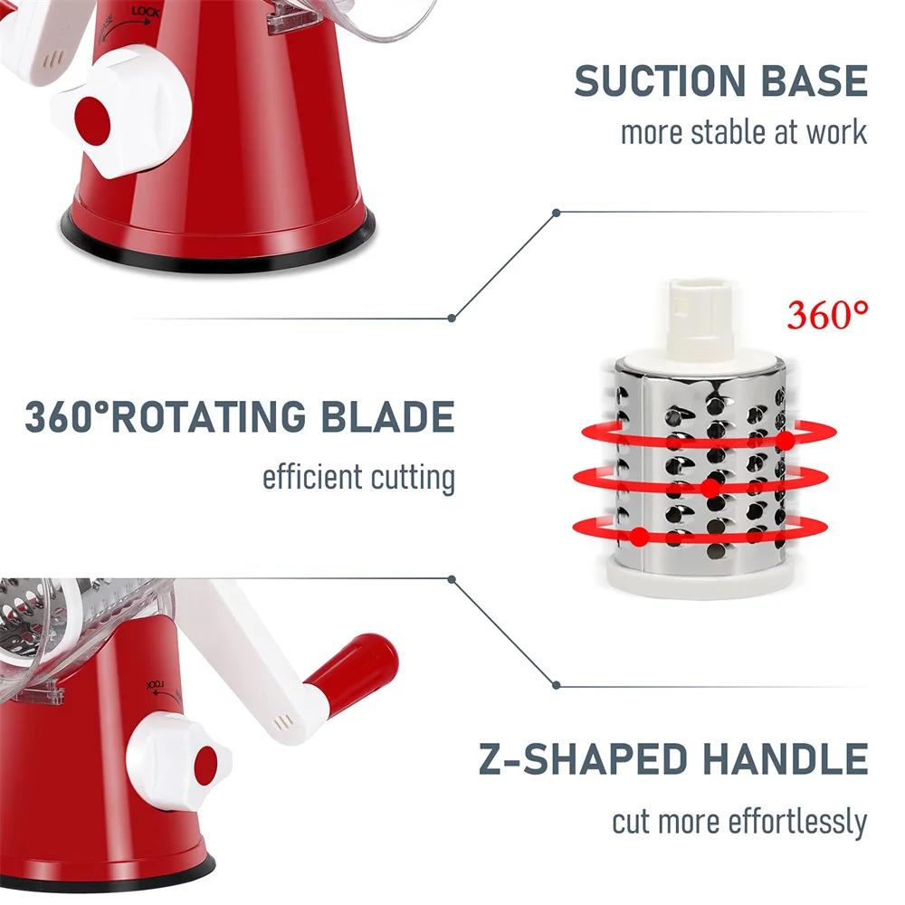 Manual Vegetable Cutter,Kitchen Spinning Rotating Cheese Grater Food ...