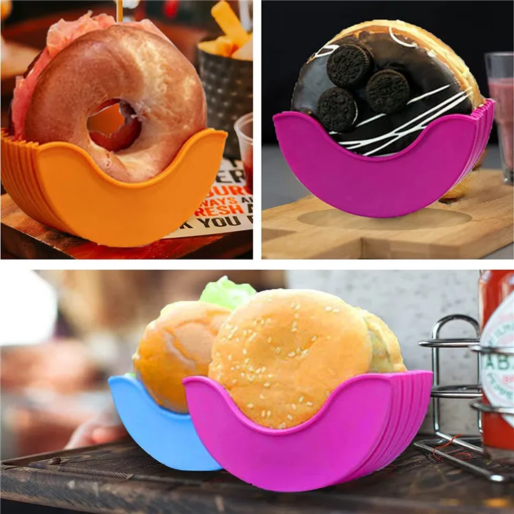 4pcs Adjustable Burger Sandwich Storage Holders Reusable Hamburger Clip ...