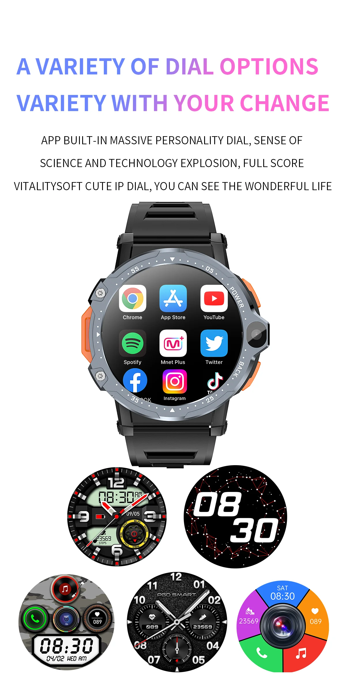 PG999 4G Smartwatch with Sim Card 1.54inch Touch Screen Camera Wifi GPS ...