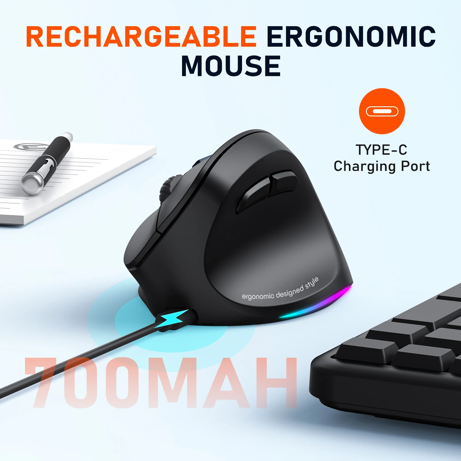Meetion Btm010r Ergonomic Rechargeable Wireless Ergonomic Vertical ...