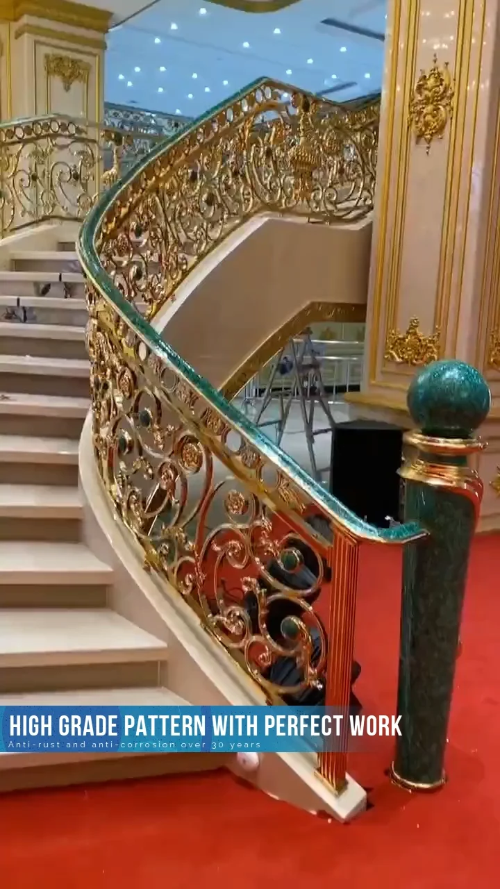 Luxury Gold Stair Railing Indoor Custom Design Stainless Steel Stair ...