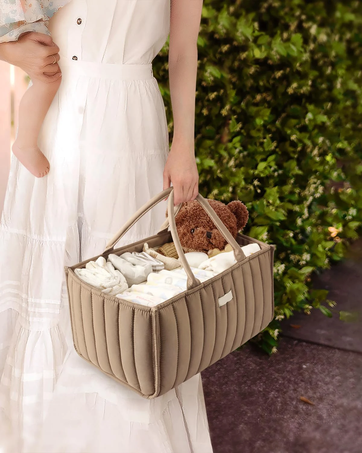 Custom Label Stylish Nursery Storage Basket - Baby Diaper Caddy Organizer