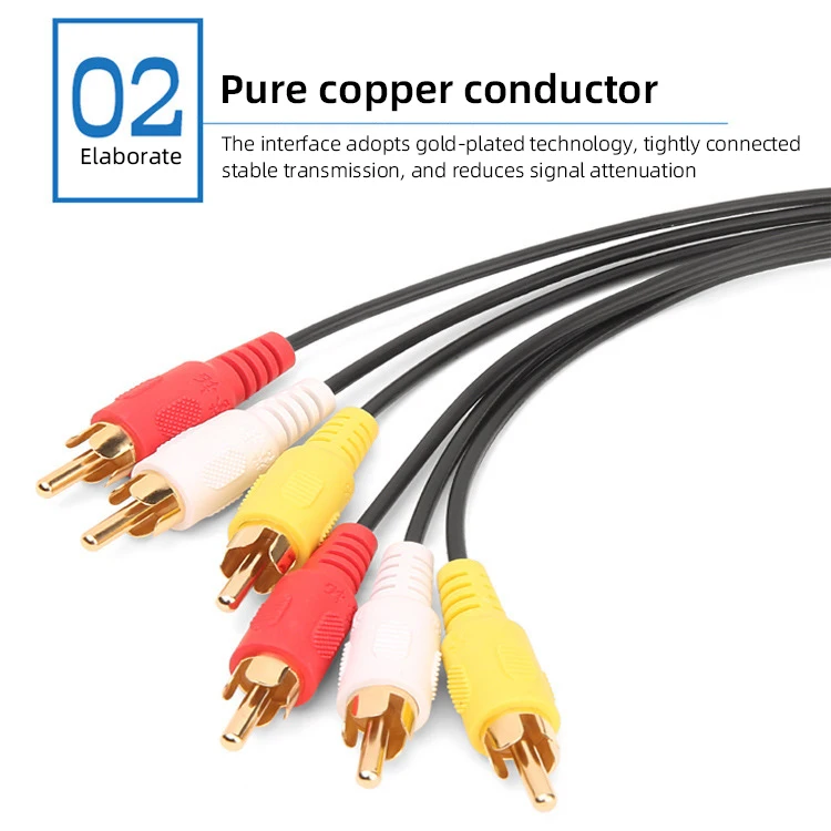 Three To Three Audio Cables 3.5mm To Lotus Computer Speaker Connection ...