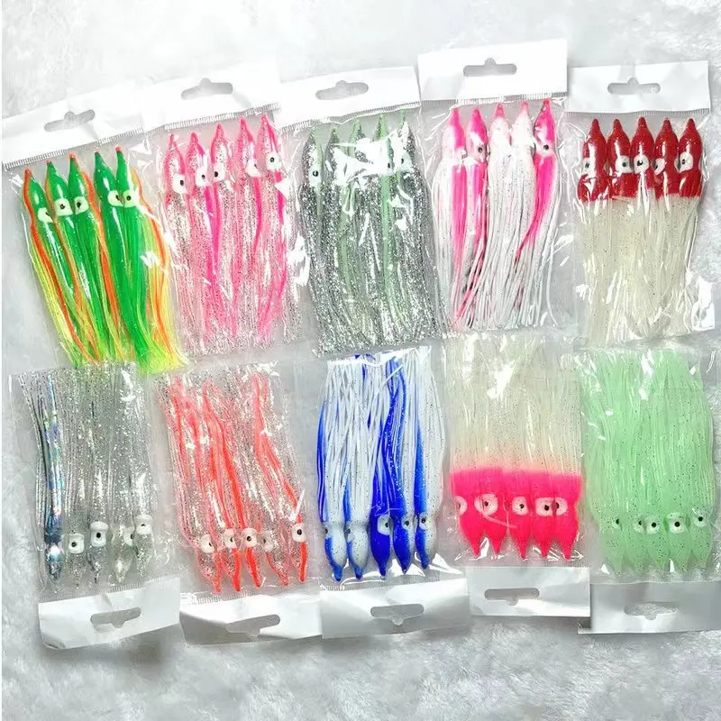 Trolling Lure Soft Plastic Using Octopus Skirts Glow Luminous Squids Skirts Fishing Lure Squid ...