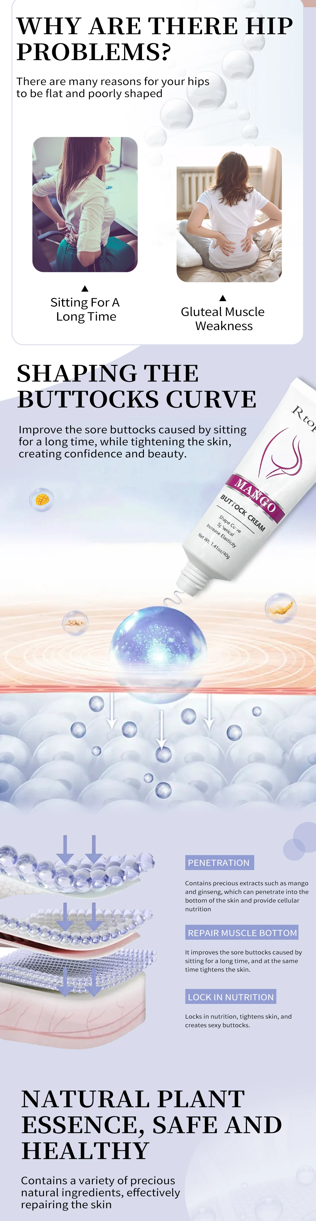 Rtopr Mango Sexy Buttock Enhancement Cream Hip Up Cream Wholesale