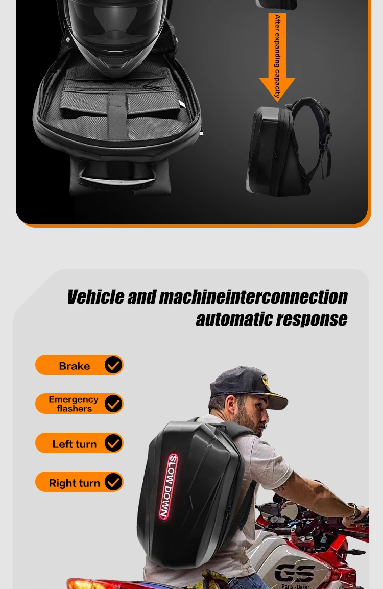 Evolution Men's Hardshell LED Motorcycle Riding Helmet Backpack Women's ...