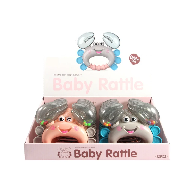 Funny 12pcs Cute Cartoon Crab Shape Hand Rattles Baby Plastic Rattle ...