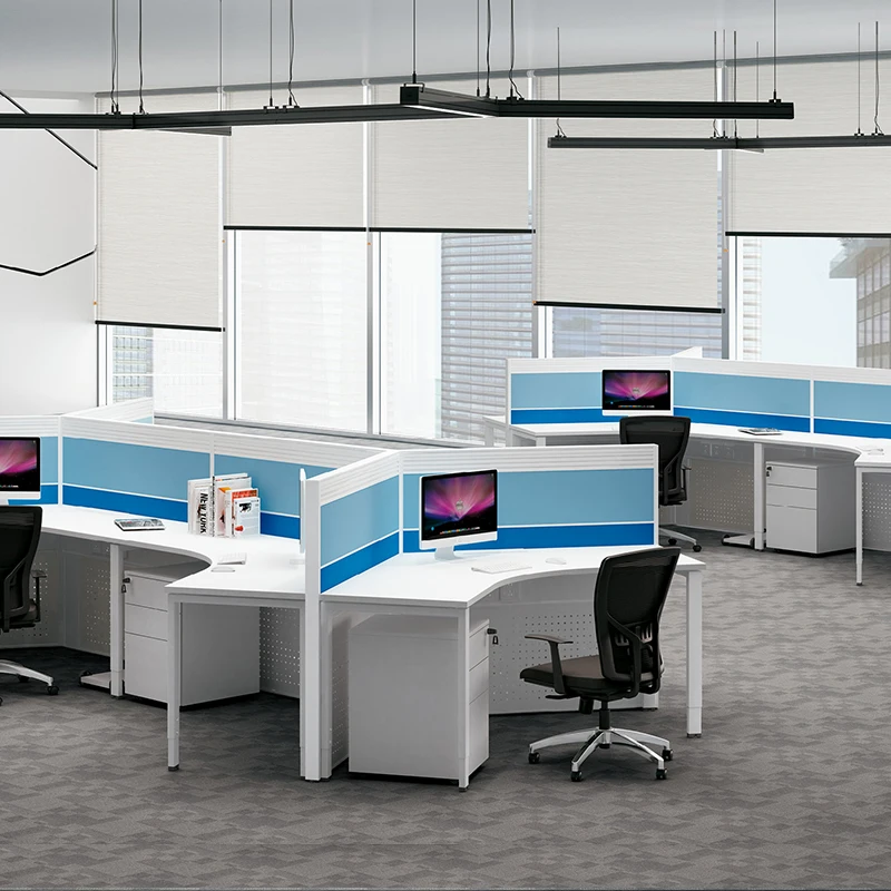 Modern Office Furniture - 6 Seater Aluminum Desk Workstation