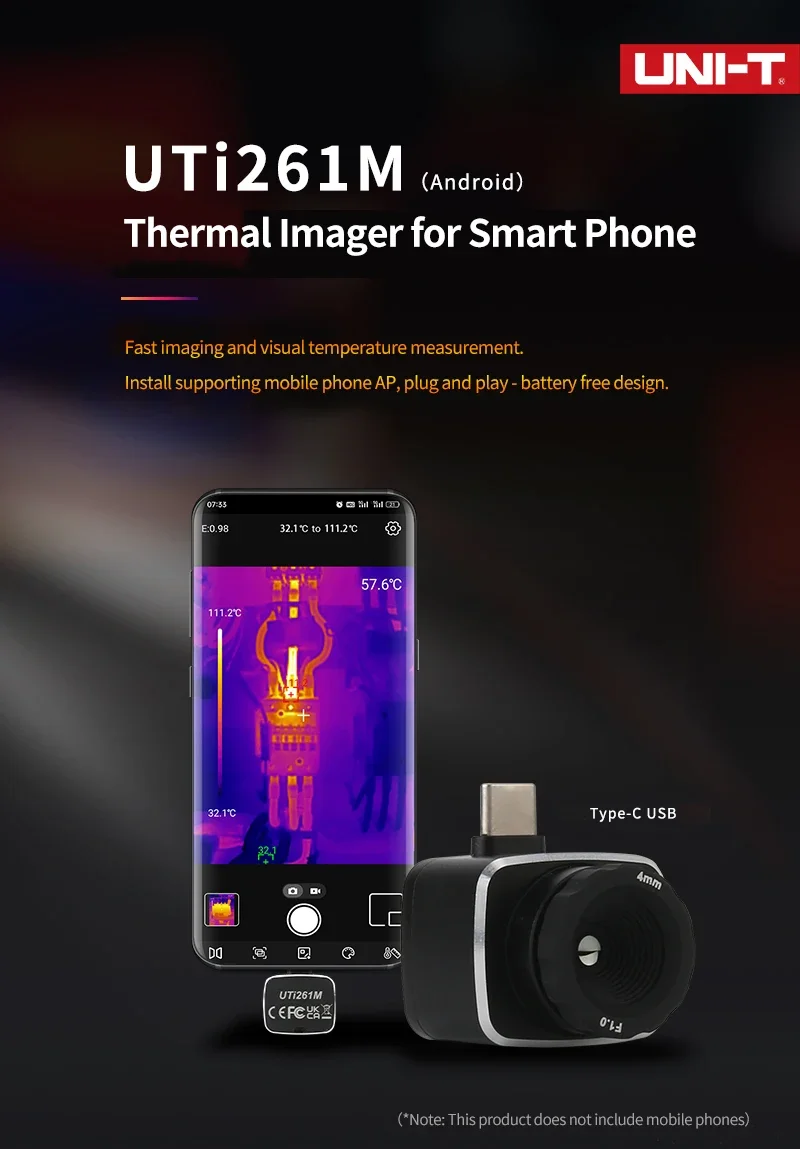 Uni-t Thermal Camera For Android Phone Uti261m Infrared Thermal Imager ...