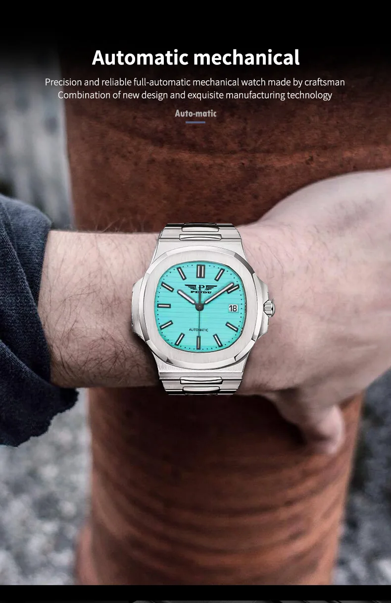 Luxury Mechanical Square Design Classic Fashion Wristwatch Mechanical ...