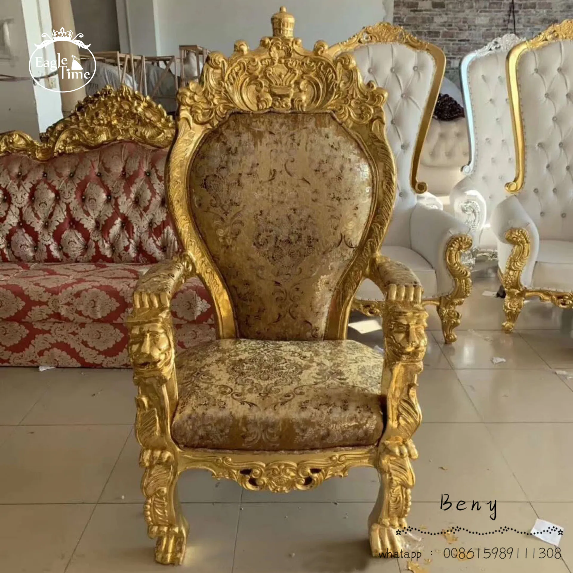 Light Luxury Royal Style King Throne With Armrests High Lean Wedding ...