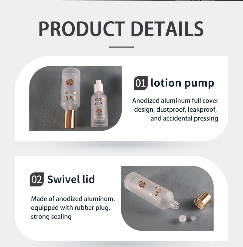 New Arrival Frosted Slanted Shoulder Lotion Pump Glass Bottles Skin ...