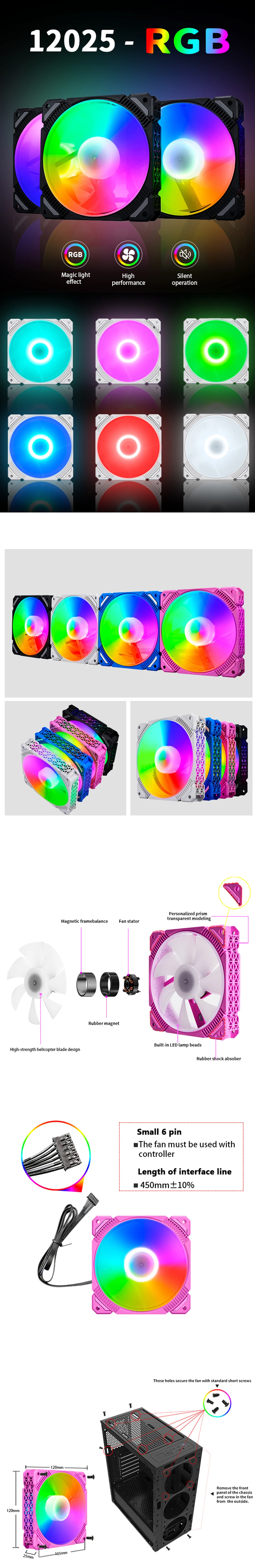 High Performance Cooling Pc Fan With Remote Controller Argb Computer ...