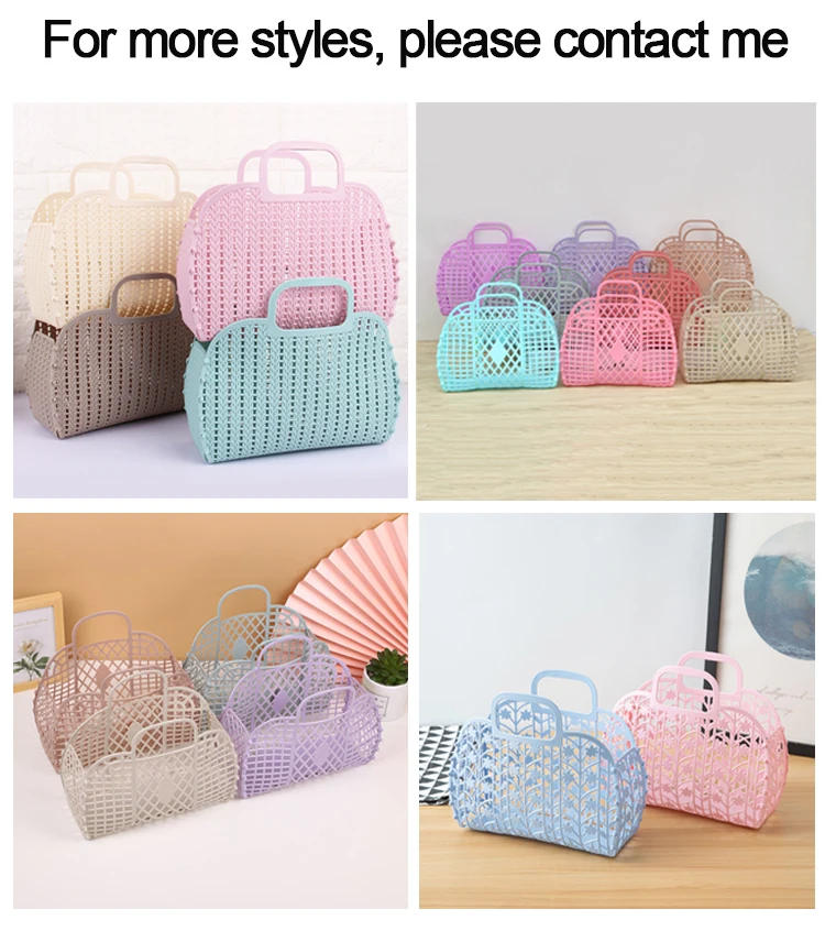 Custom Retro Vintage Eco-Friendly PVC Jelly Basket Tote Bag
