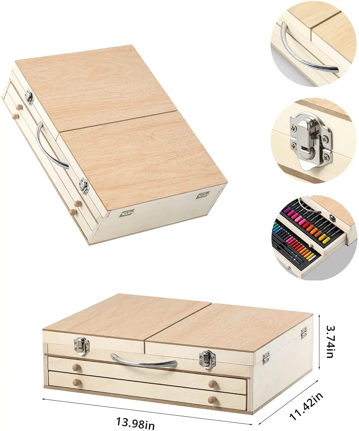 108 Piece Wooden Art Set - Perfect for Kids & Teens