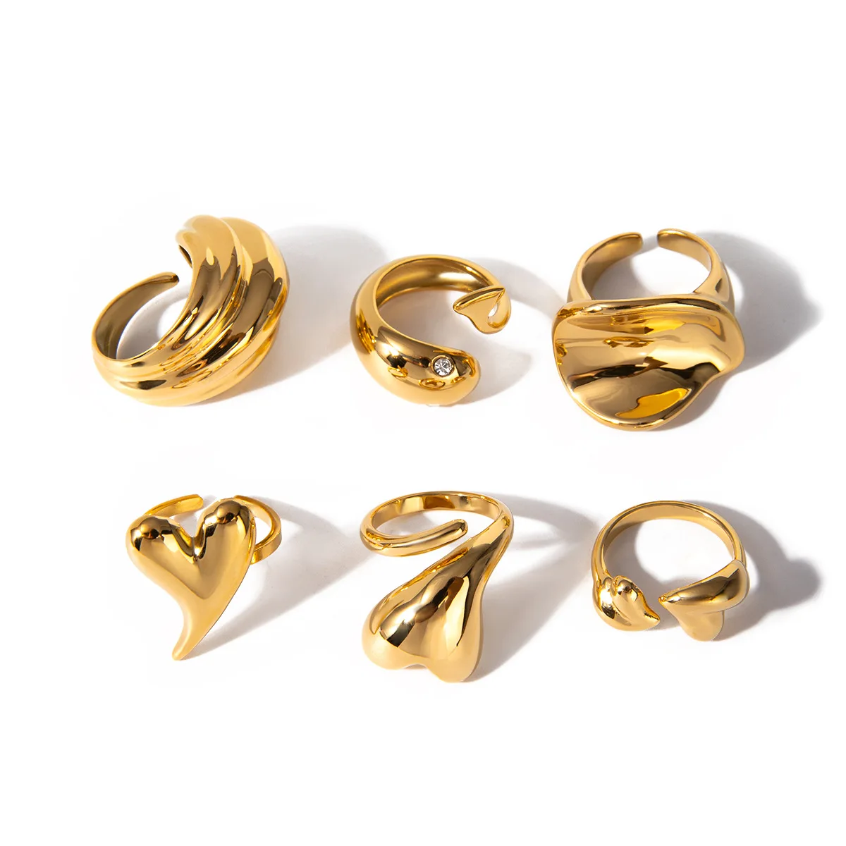 18K Gold Ring Ins Cool Style Fashion Simple High Sense Titanium Steel ...