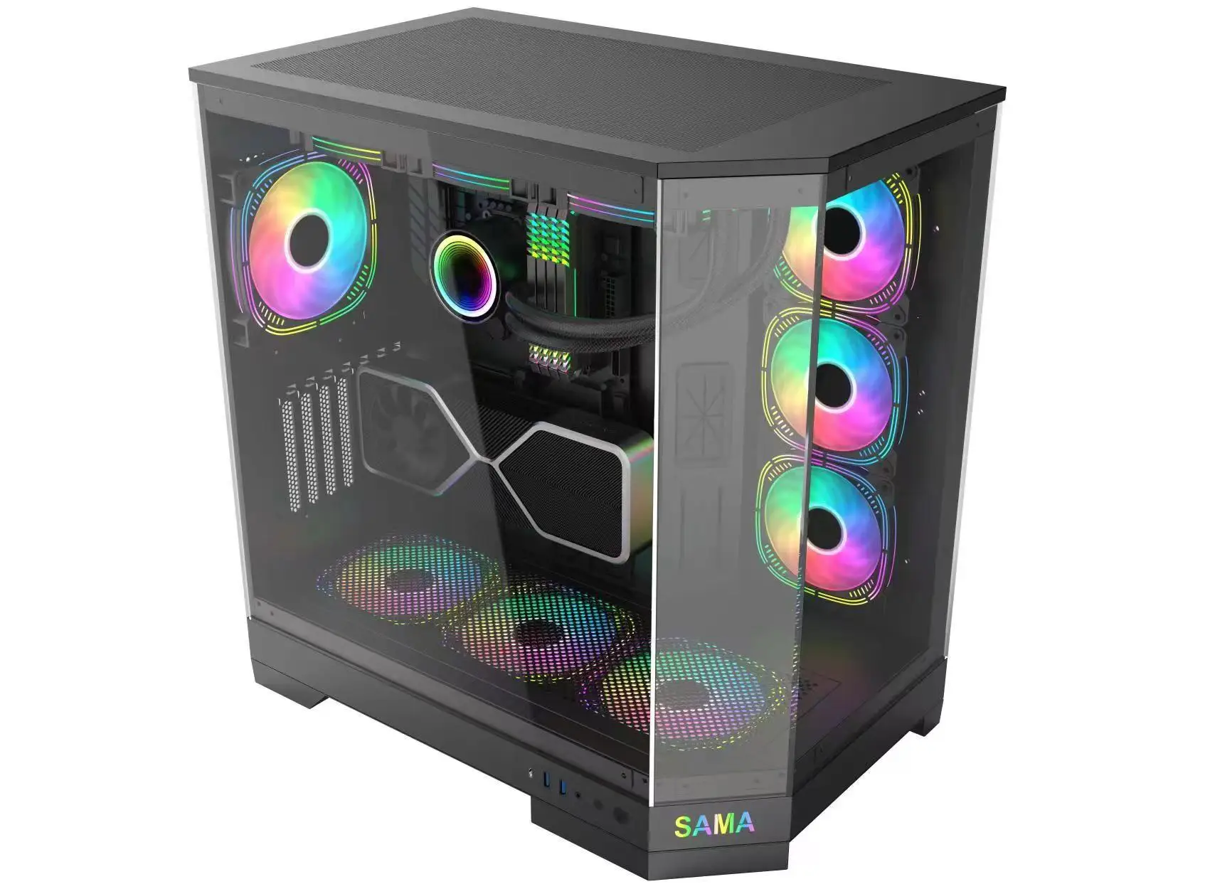Sama New Design Gamming Computer Case Tempered Glass Desktop Computer ...