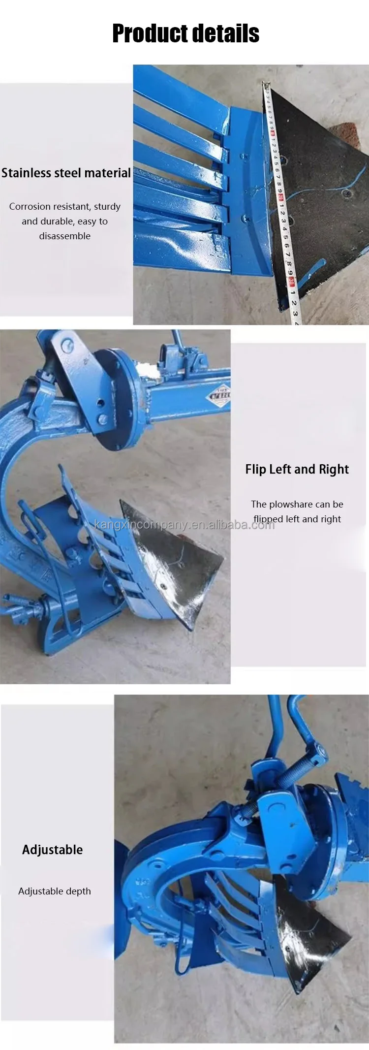 Hand Power Tiller Turnover / Walking Tractor Two-side Plough For 8-22hp ...