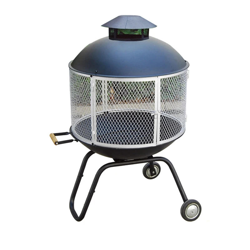 Steel Outdoor Fireplace With Wheels Barbecue Grill Barbecue Outdoor ...
